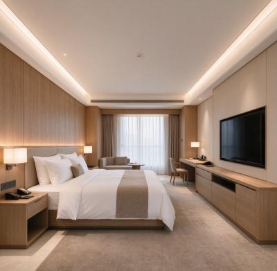 China Functional Contemporary Hotel Furniture With Custom Beds, Bedside Tables, TV Cabinets, Wardrobes for sale