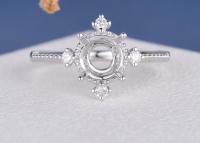 China Engagement Setting 14k Rose Gold Ring Flower Floral Semi Mount for sale