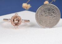 China Engagement Setting 14k Rose Gold Ring Flower Floral Semi Mount for sale