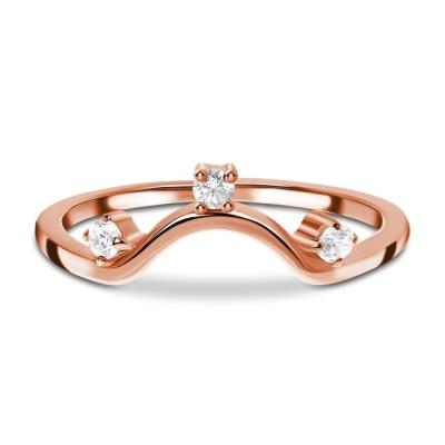 China 14K Rose Gold Real Diamond Jewellery , Round Real Fancy Diamond Anniversary Rings for sale