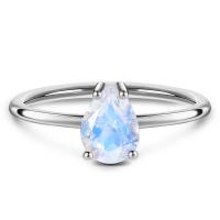 China Pear Cut Dainty Moonstone Ring , 14K Rose Gold Simple Moonstone Ring for sale