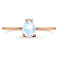 China Pear Cut Dainty Moonstone Ring , 14K Rose Gold Simple Moonstone Ring for sale
