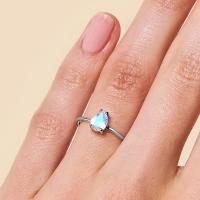 China Pear Cut Dainty Moonstone Ring , 14K Rose Gold Simple Moonstone Ring for sale