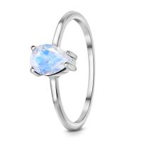 China Pear Cut Dainty Moonstone Ring , 14K Rose Gold Simple Moonstone Ring for sale