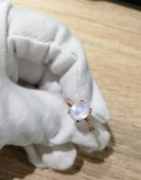 China 14K White Gold Oval Cut Moonstone Engagement Women Anniversary Ring With CZ Rings for sale