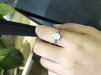 China 14K White Gold Oval Cut Moonstone Engagement Women Anniversary Ring With CZ Rings for sale