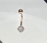 China Solid 14k Gold Belly Button Ring With Real Diamond 16g Body Jewelry for sale