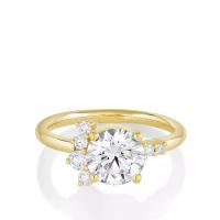 China round diamond setting engagement ring 14K Solid Gold real diamond rings for engagement women for sale