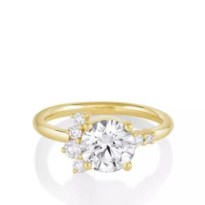 China round diamond setting engagement ring 14K Solid Gold real diamond rings for engagement women for sale
