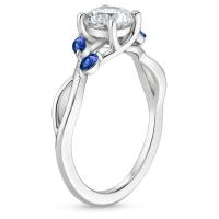 China Marquise Cut Blue Moissanite Wedding Ring 18K White Gold With Lab Grown Diamond for sale