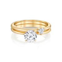 China Trendy Jewelry Yellow Solid Gold Moissanite Engagement Ring Set Heart Cut for sale