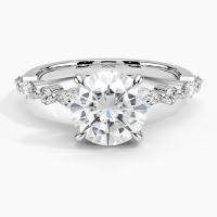China 14K / 18K White Solid Gold Real VVS Diamond Moissanite Ring Round Brilliant Cut for sale