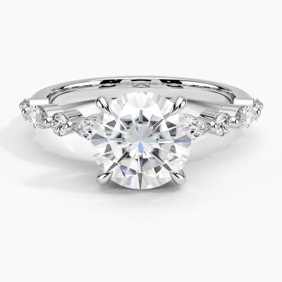 China 14K / 18K White Solid Gold Real VVS Diamond Moissanite Ring Round Brilliant Cut for sale