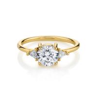 China RD 4mm Round Natural Diamond Ring , Claw Setting 18k Gold Wedding Band for sale