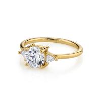 China RD 4mm Round Natural Diamond Ring , Claw Setting 18k Gold Wedding Band for sale