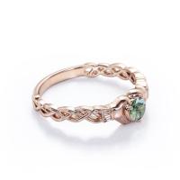 China Round Brilliant Cut Clear Druzy Moss Green  Agate  -  Braided Engagement Ring for sale