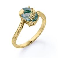 China Natural Moss Agate Gemstone Genuine 925 Sterling Silver Ring for Women Kite Cut Women's Ring for sale
