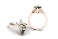 China Natural Moss Agate Gemstone Genuine 925 Sterling Silver Ring for Women Kite Cut Women's Ring for sale