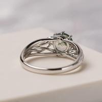 China 925 Sterling Silver Round Cut 7 MM Moss Agate Ring Personalized Promise Ring Abstract Ring for Women for sale