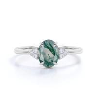 China Hexagon Moss Agate Ring with  As Gift Engagement Women Ring for sale