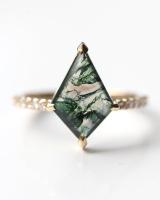 China Hexagon Moss Agate Ring with  As Gift Engagement Women Ring for sale