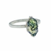 China Hexagon Moss Agate Ring with  As Gift Engagement Women Ring for sale