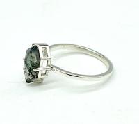 China Hexagon Moss Agate Ring with  As Gift Engagement Women Ring for sale