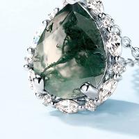 China Moss Agate Emerald Ring Set , Anniversary Jewelry Gift Promise Wedding Ring for sale