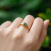 China Natural Moss Agate Opal Moissanite Stone Ring Unique For Engagement Wedding for sale