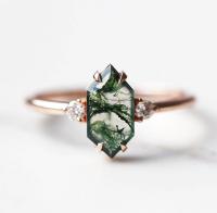 China Green Genuine Moss Agate Ring , Gemstone Beautiful Women Ring for sale