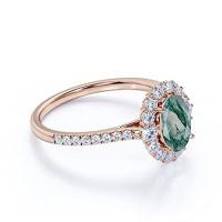 China Emerald Cut Antique Aquatic Green Agate Stone Ring Hypoallergenic for sale
