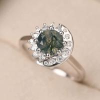 China LUO S925 Sterling Silver Sun And Moon Ring Round Shaped 7MM For Women for sale