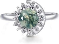 China LUO S925 Sterling Silver Sun And Moon Ring Round Shaped 7MM For Women for sale