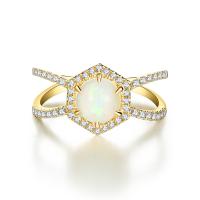 China 925 Sterling Silver Halo CZ Jewelry Hexagon Natural Blue Moonstone Ring for sale