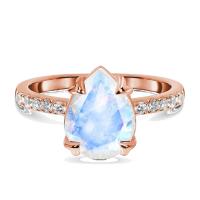 China 925 Sterling Silver Halo CZ Jewelry Hexagon Natural Blue Moonstone Ring for sale