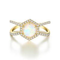 China 925 Sterling Silver Halo CZ Jewelry Hexagon Natural Blue Moonstone Ring for sale