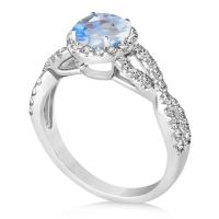 China Sterling Silver Round Cut Moonstone Jewelry CZ Twisted Engagement Ring Birthday Moonstone Gemstone Jewelry for sale