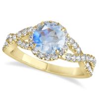 China Sterling Silver Round Cut Moonstone Jewelry CZ Twisted Engagement Ring Birthday Moonstone Gemstone Jewelry for sale