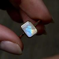China Unique Solid 925 Sterling Silver 18K Gold Plated Ring Large Moonstone Ring Fine Design Factory Jewelry for sale