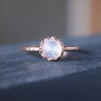 China Unique Solid 925 Sterling Silver 18K Gold Plated Ring Large Moonstone Ring Fine Design Factory Jewelry for sale