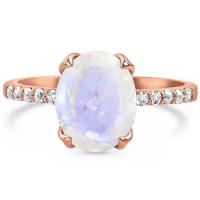 China New Style 925 Sterling Silver Blue Moonstone Engagement Rings Round Moonstone Wedding Ring Set for sale