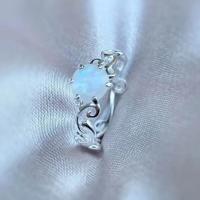 China 925 Sterling Silver Vine Manufacturer Round Cut Rainbow Moonstone Engagement Ring Wholesale Women Jewelry Rings for sale