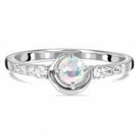 China 925 Silver unique genuine dainty sterling silver moonstone and diamond promise engagement ring for sale