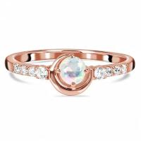 China 925 Silver unique genuine dainty sterling silver moonstone and diamond promise engagement ring for sale