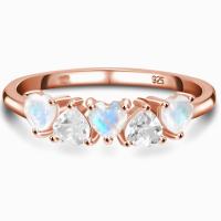 China 925 Sterling Silver Rainbow Jewelry Moonstone Blue Natural Moonstone Ring for sale