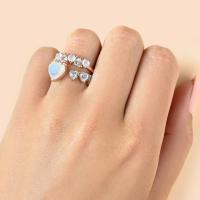China Trendy Ring for Women 925 Sterling Silver Moonstone Ring Heart Shape Gemstones Dainty Matching Stacking Ring for sale