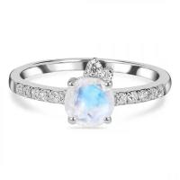 China Glamour Hot Fashion Natural Rainbow Moonstone Women 925 Sterling Silver Jewelry Ring for sale