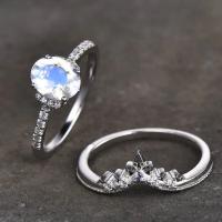 China Glamour Hot Fashion Natural Rainbow Moonstone Women 925 Sterling Silver Jewelry Ring for sale