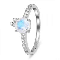 China 925 Sterling Silver Rainbow Jewelry Moonstone Blue Natural Moonstone Ring for sale