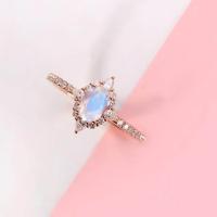 China Newest Rose Gold Plating 925 Sterling Silver Jewelry Oval Cut Blue Moonstone Engagement Rings for sale